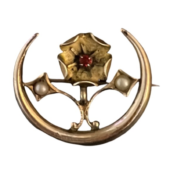 Vintage | Jewelry | Antique Victorian 2k Gold Filled Ruby Pearl Floral ...